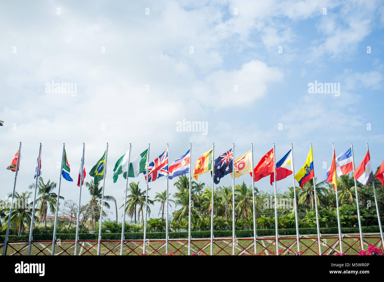 Many national flags are arranged in a straight line Stock Photo - Alamy
