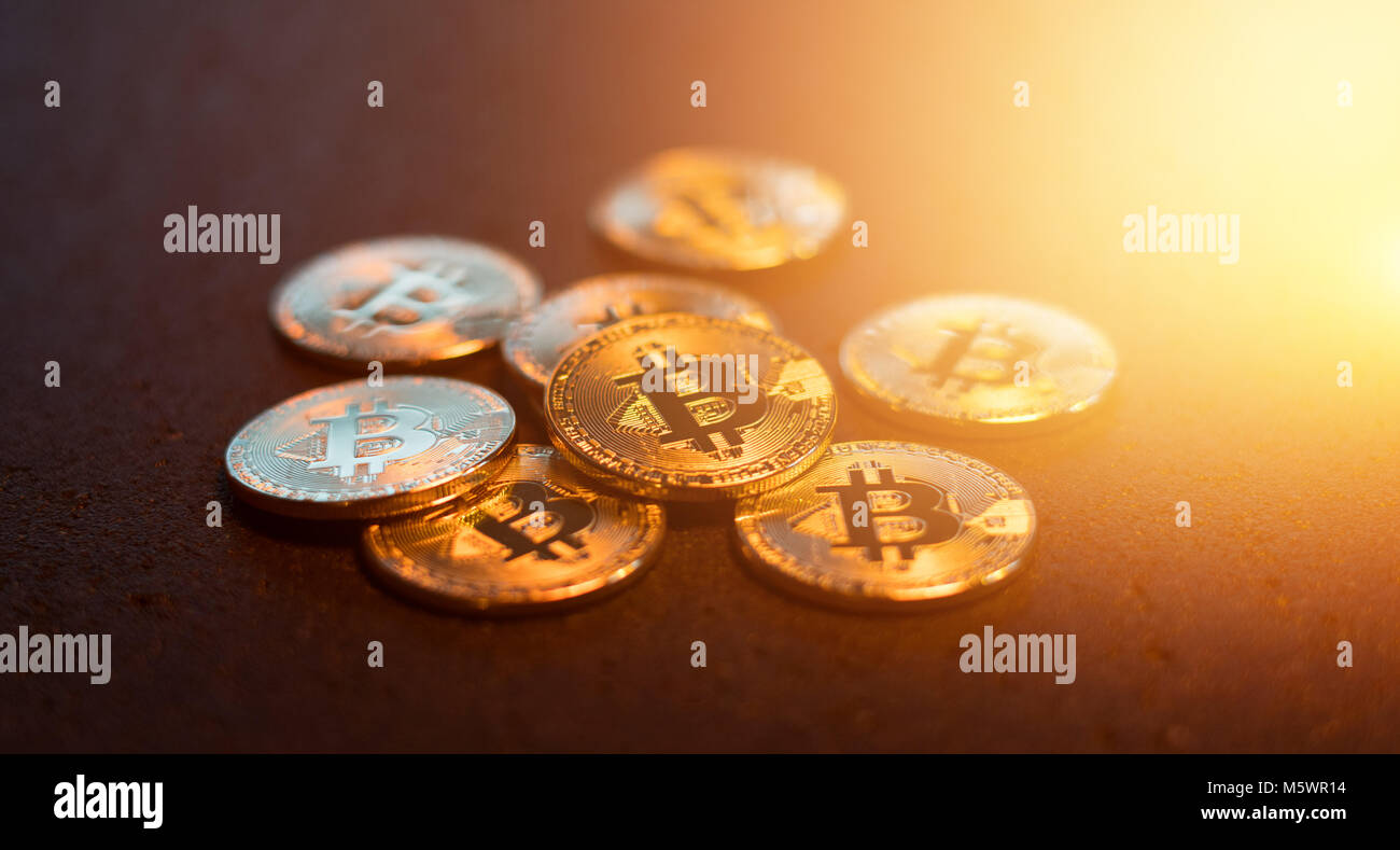 Bitcoin BTC XBT digital crypto currency coins concept Stock Photo - Alamy