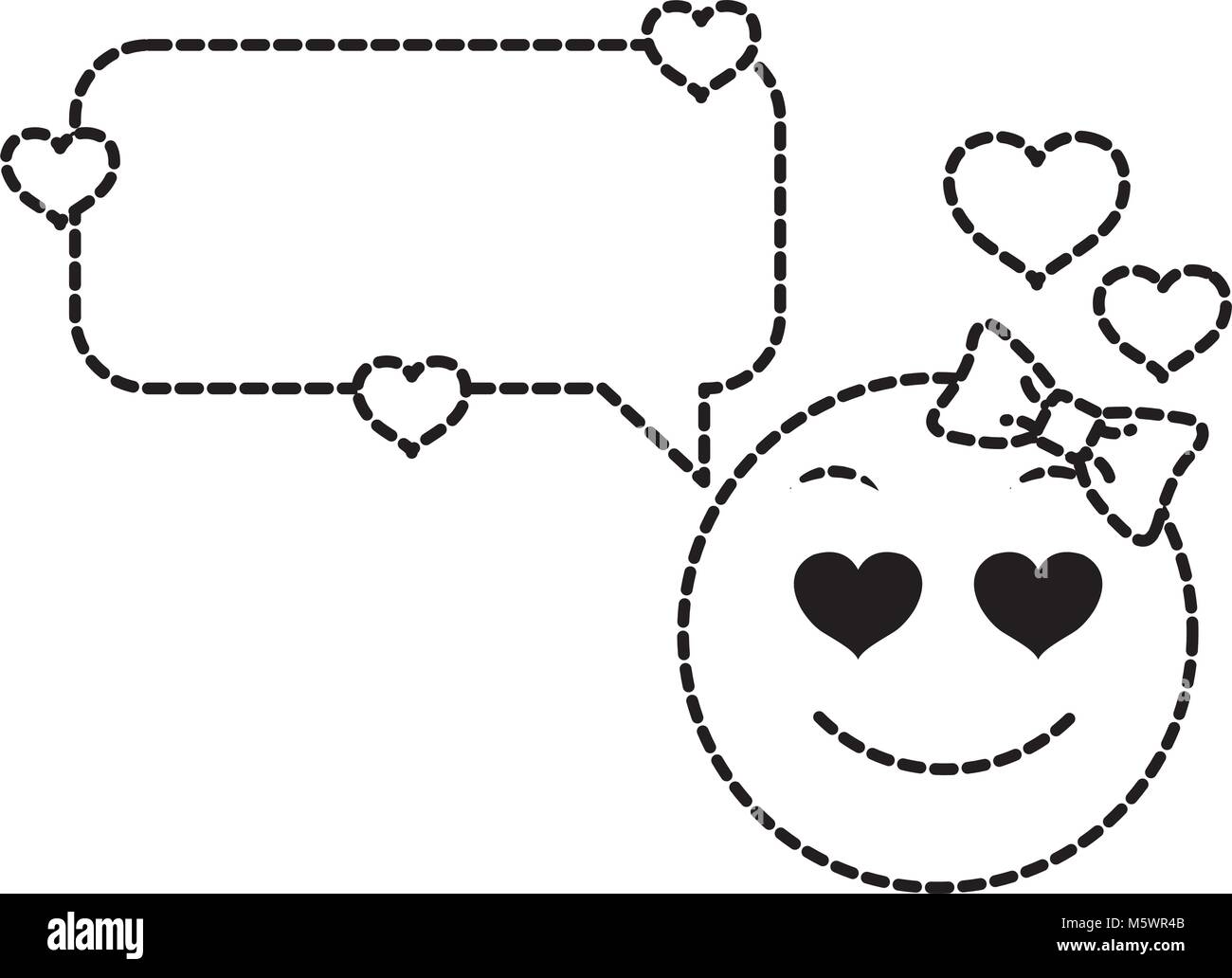 dotted shape female emoji enamored face with chat bubble Stock Vector ...