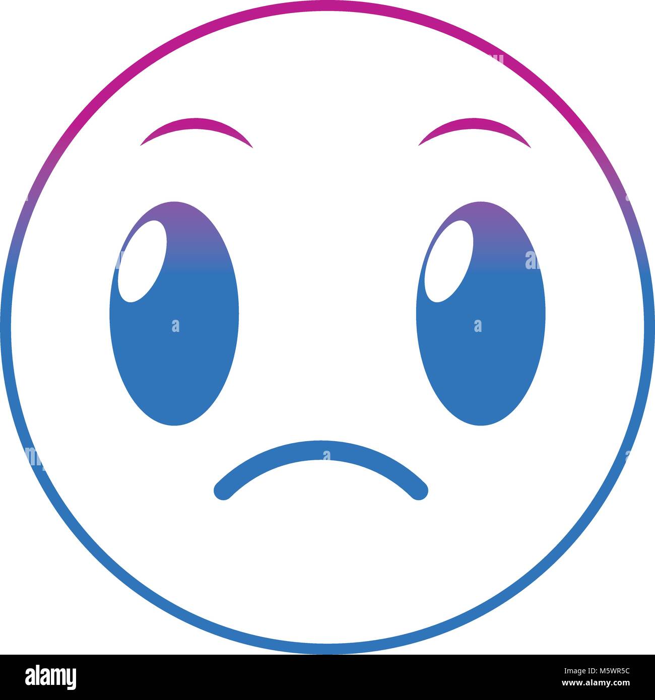 degraded line sad face gesture emoji expression Stock Vector Image ...