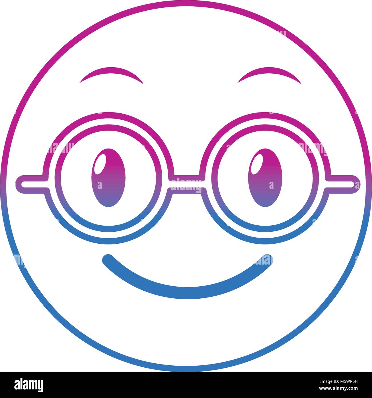 degraded line nerd face gesture emoji expression Stock Vector Image ...