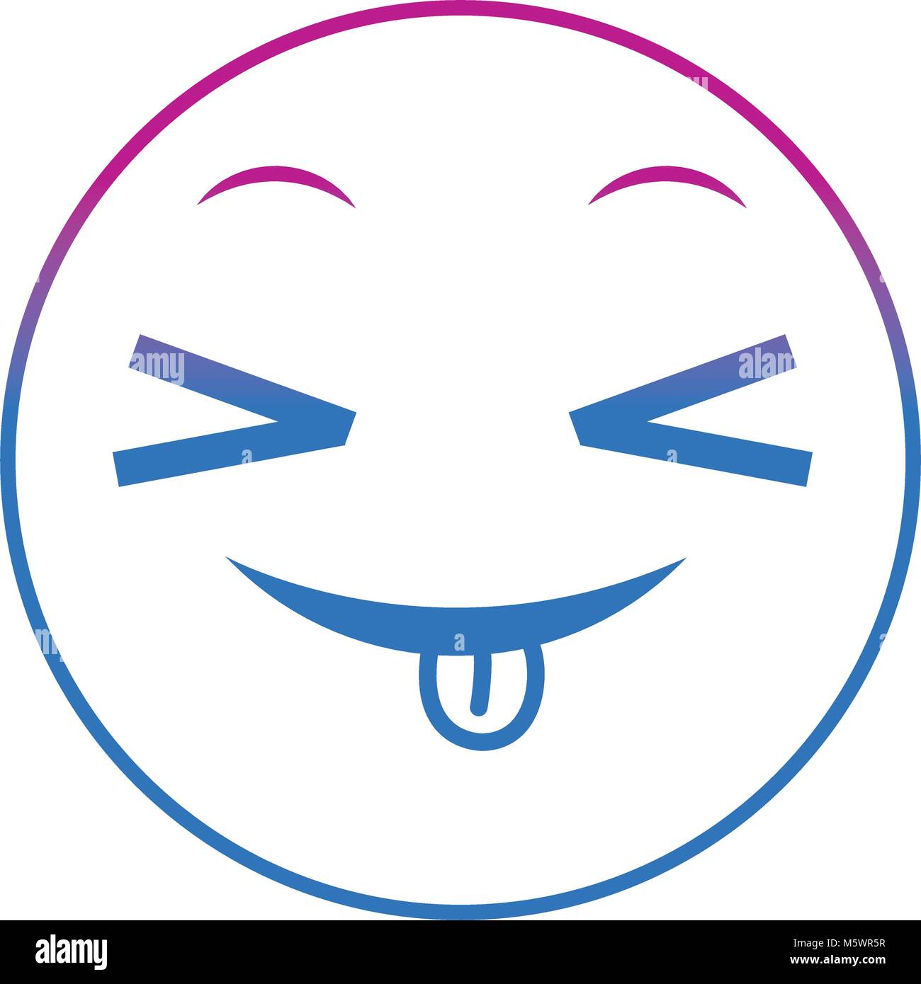 degraded line joking face gesture emoji expression Stock Vector Image ...