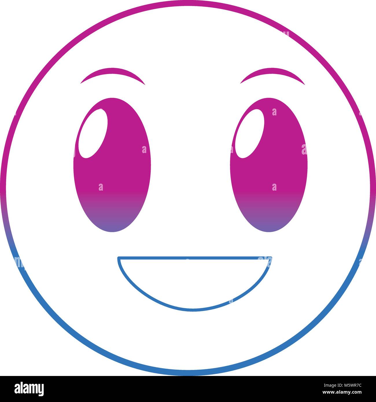 degraded line glad face gesture emoji expression Stock Vector Image ...
