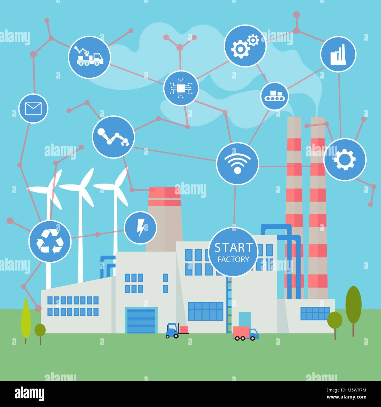 Smart factory concept. Neural network and logistic Stock Vector Image ...