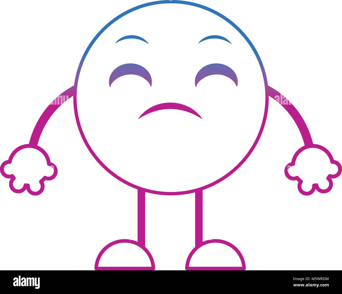 degraded line disappointed emoji expression with arms and legs Stock ...