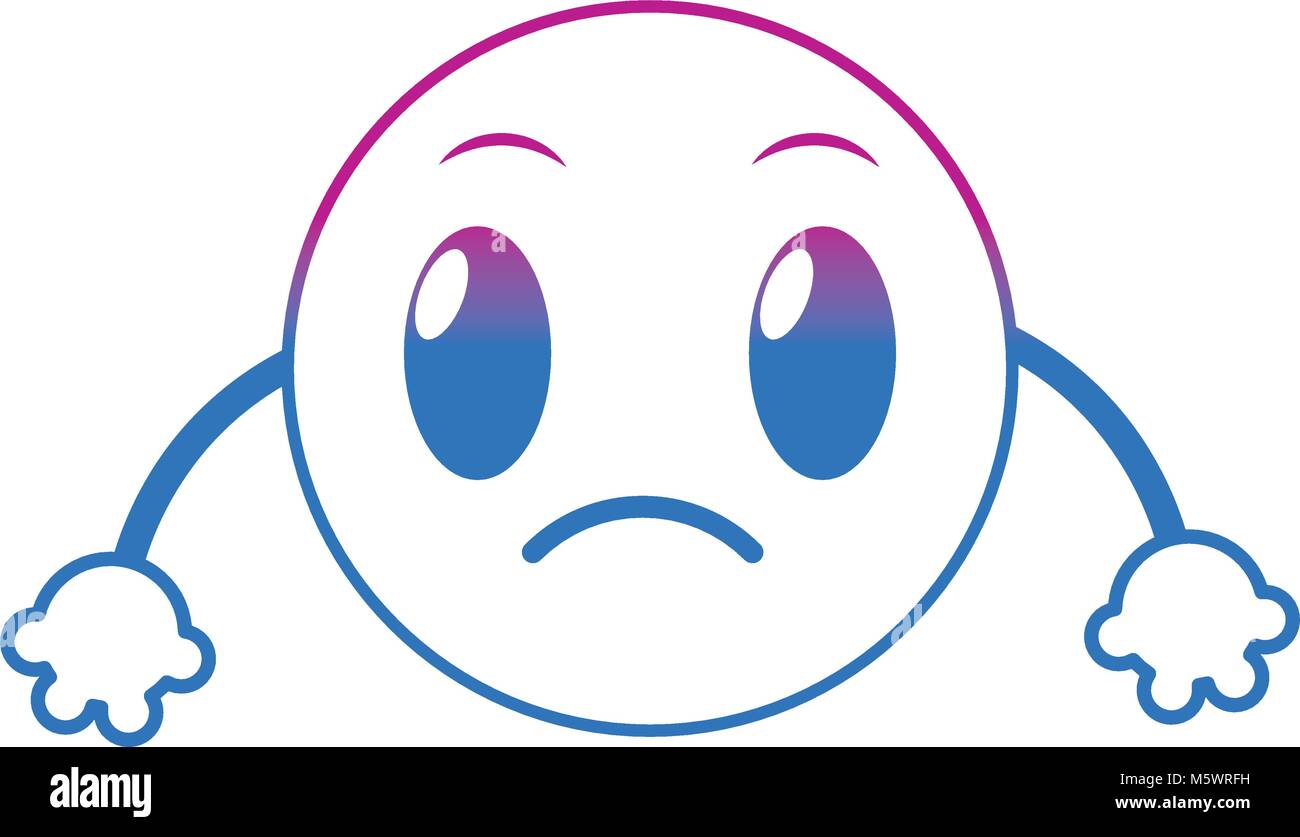degraded line sad emoji face expression with arms Stock Vector Image ...