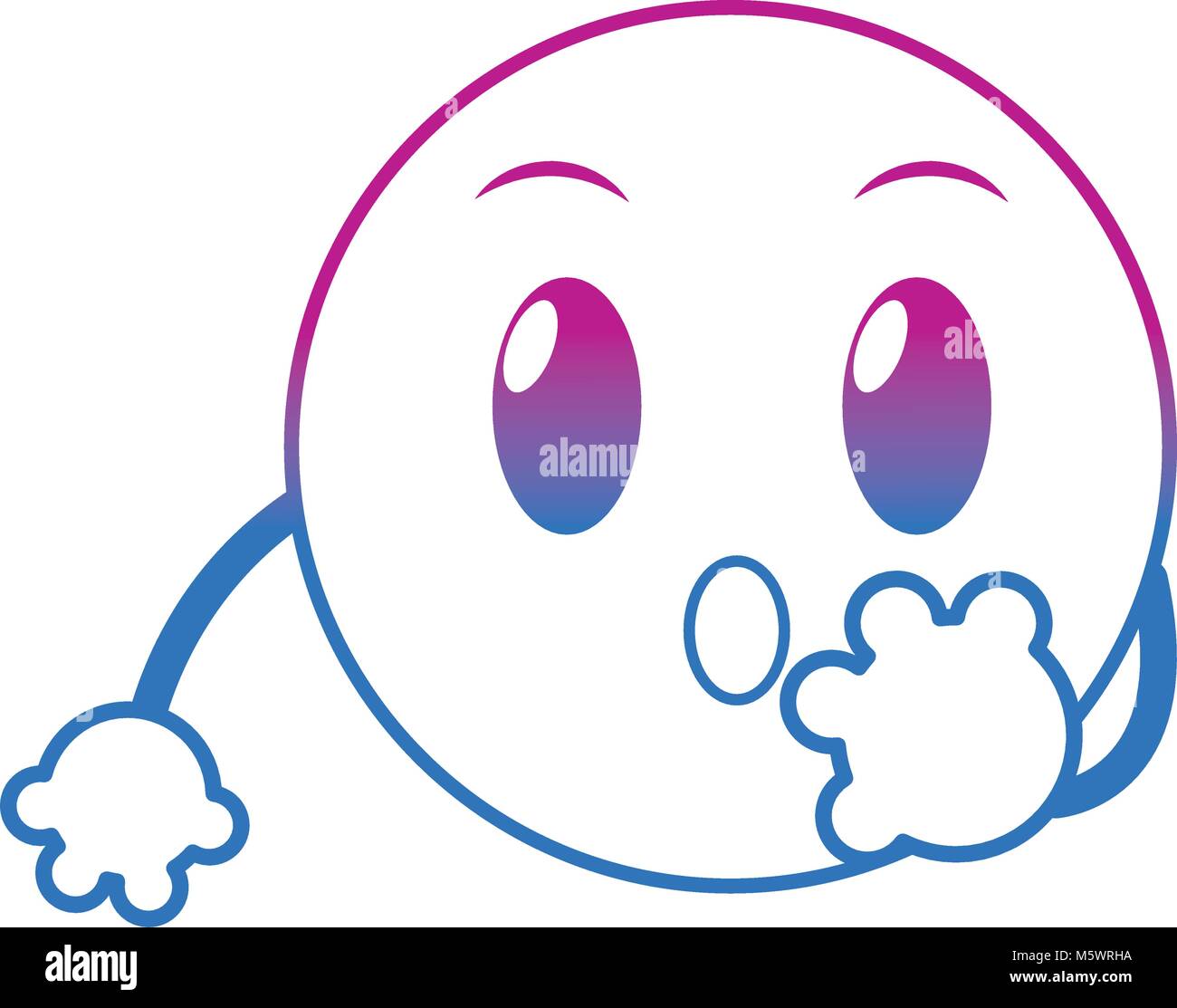 degraded line amazed emoji face expression with arms Stock Vector Image ...