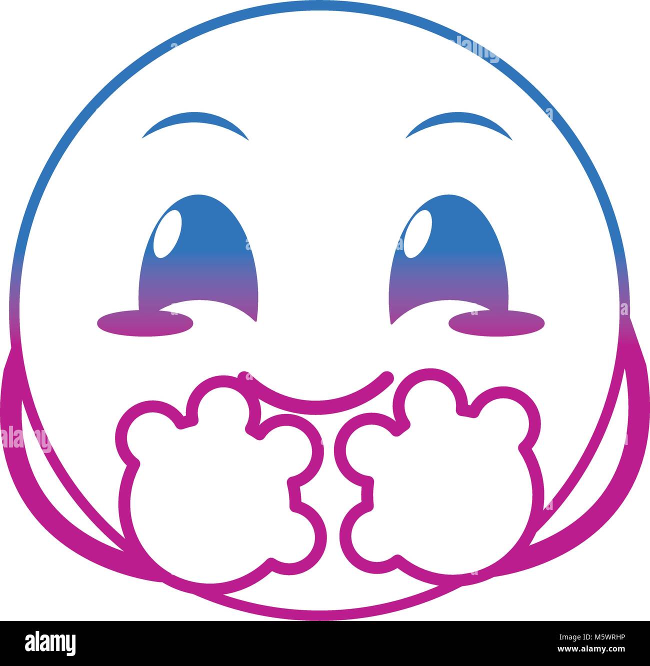 degraded line nice emoji face expression with arms Stock Vector Image ...