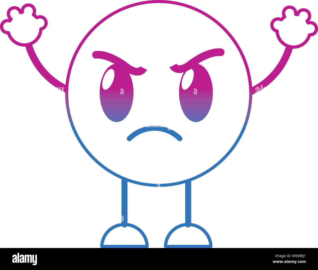degraded line angry emoji expression with arms and legs Stock Vector ...