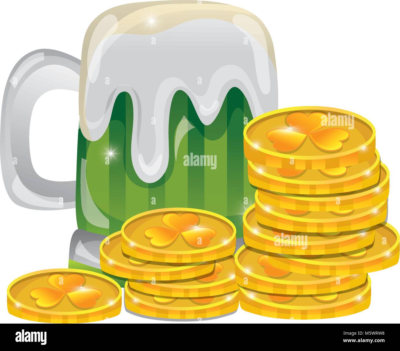 beer alcohol glass with gold coins Stock Vector Image & Art - Alamy