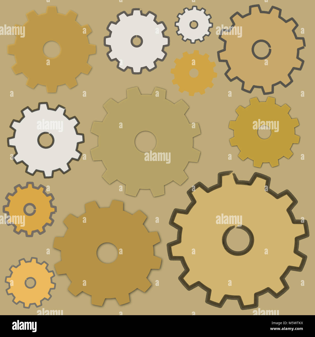 colored simple cogs and gears illustration backdrop Stock Photo - Alamy