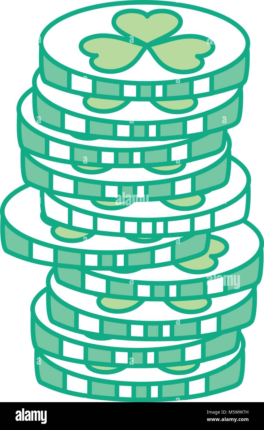 colorful gold coins money with clover sign Stock Vector Image & Art - Alamy