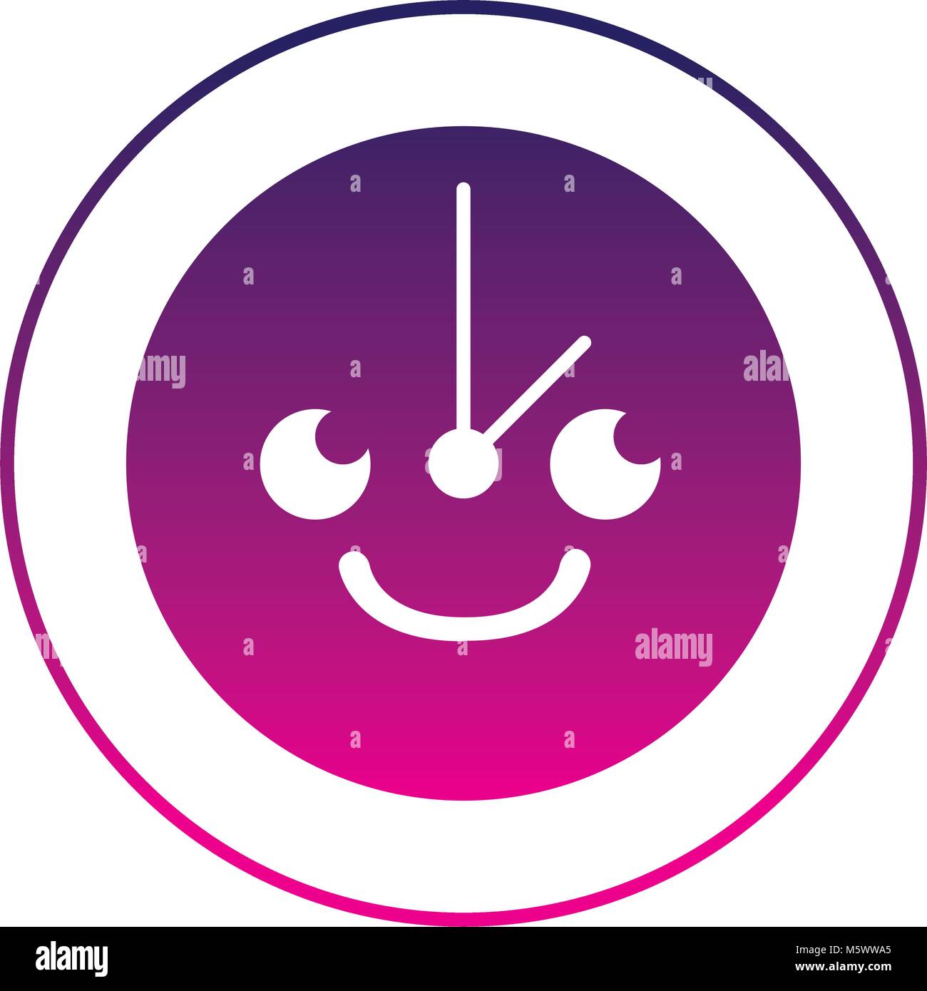 silhouette smile circle clock kawaii cartoon Stock Vector Image & Art ...