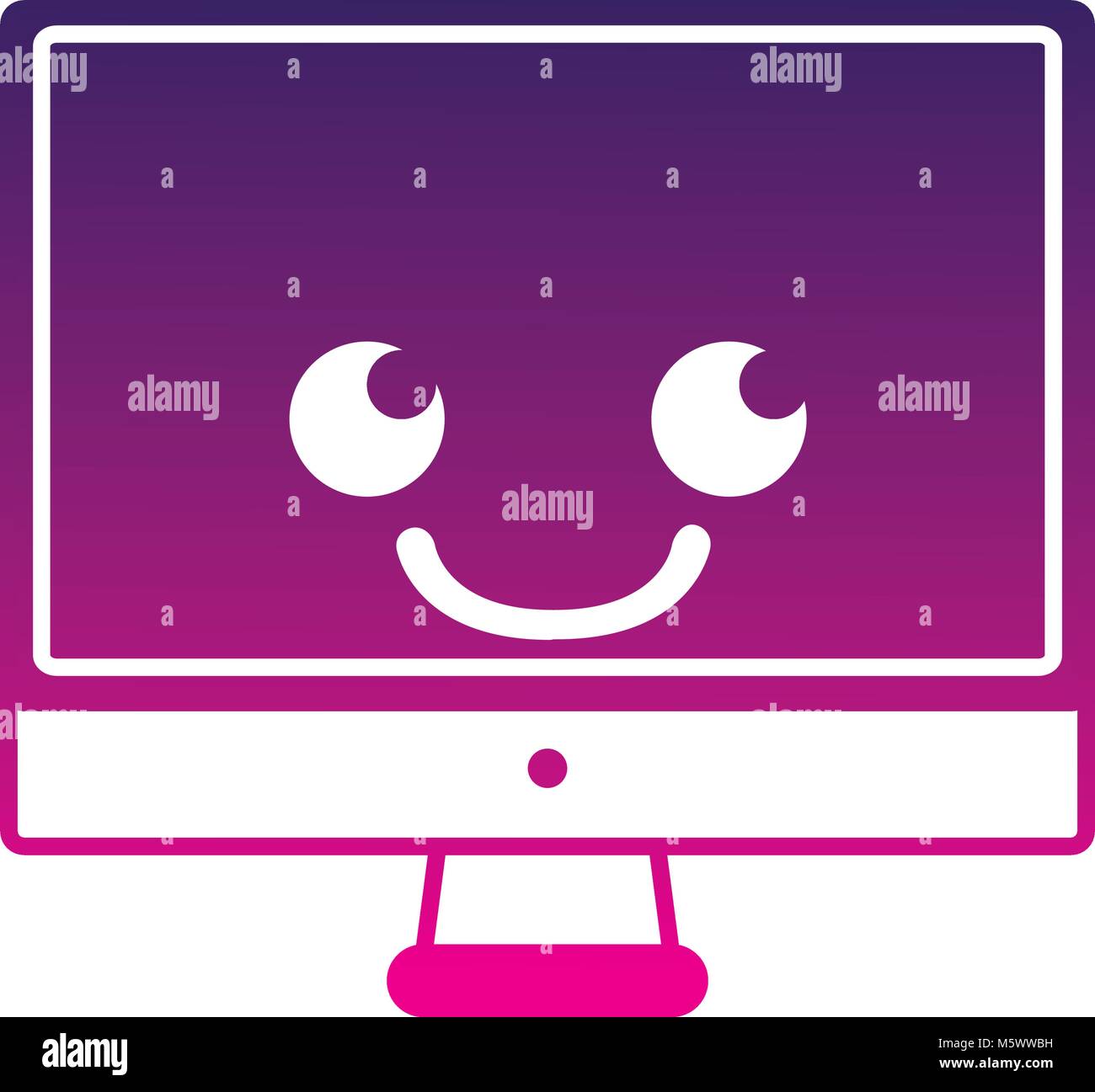 silhouette smile computer screen kawaii cartoon Stock Vector Image ...