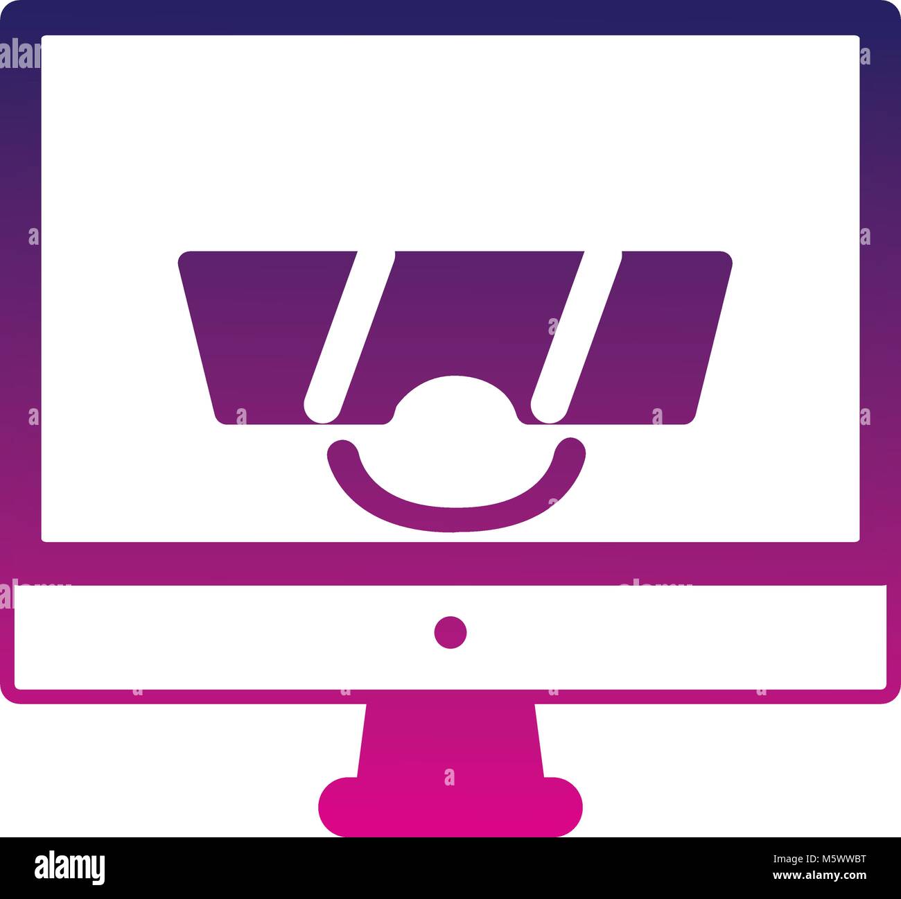 silhouette happy computer screen kawaii with sunglasses Stock Vector ...