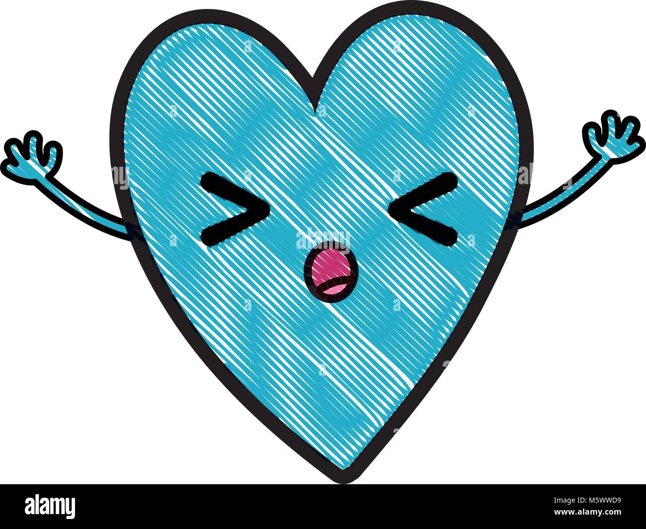grated cute sleeping heart kawaii with arms vector illustration Stock ...