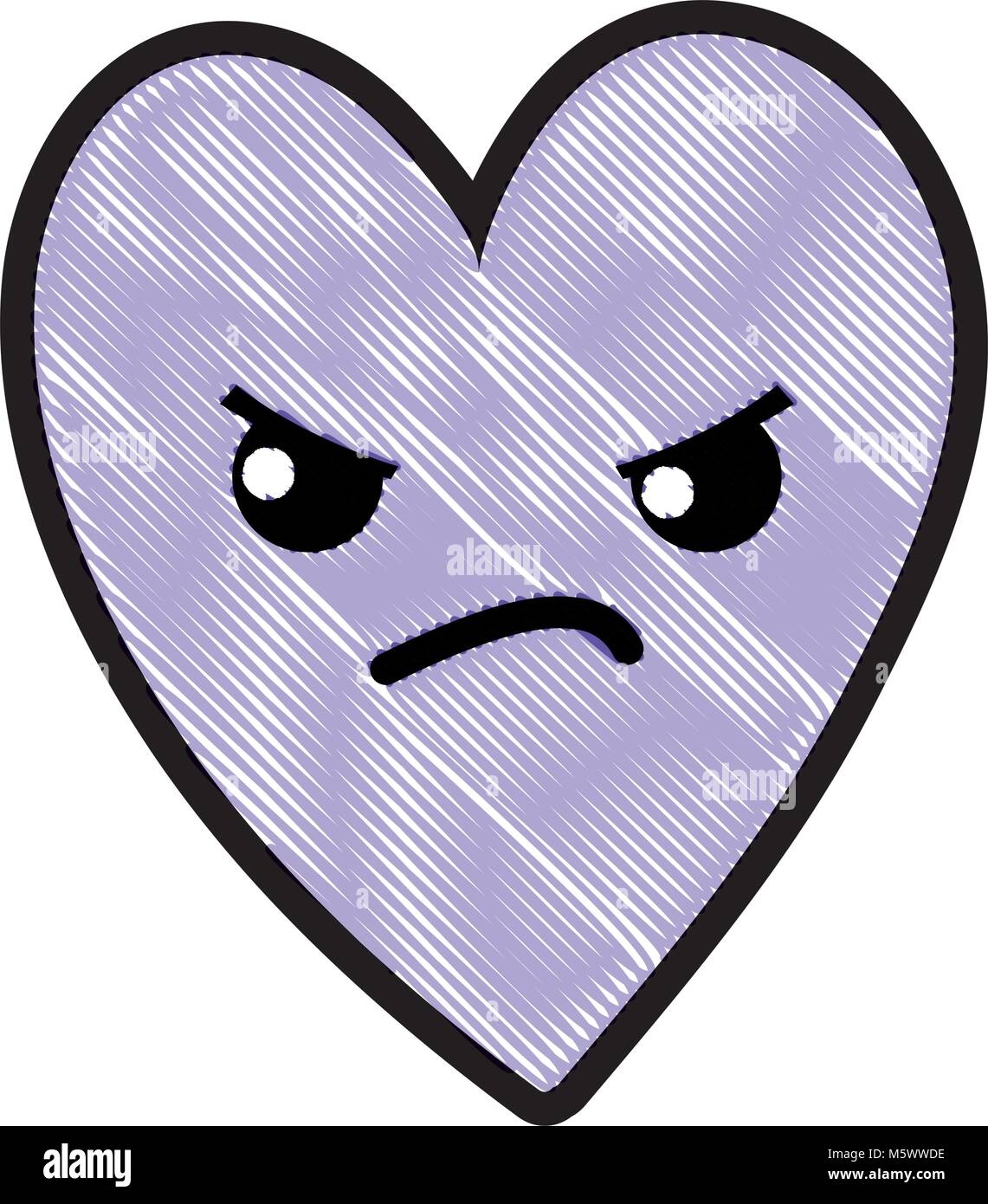 grated cute angry heart kawaii cartoon vector illustration Stock Vector ...