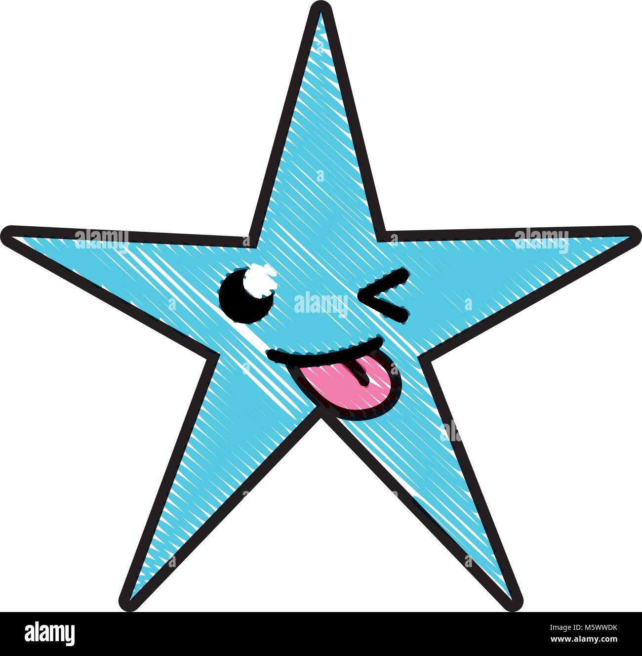 grated funny shiny star kawaii cartoon vector illustration Stock Vector ...