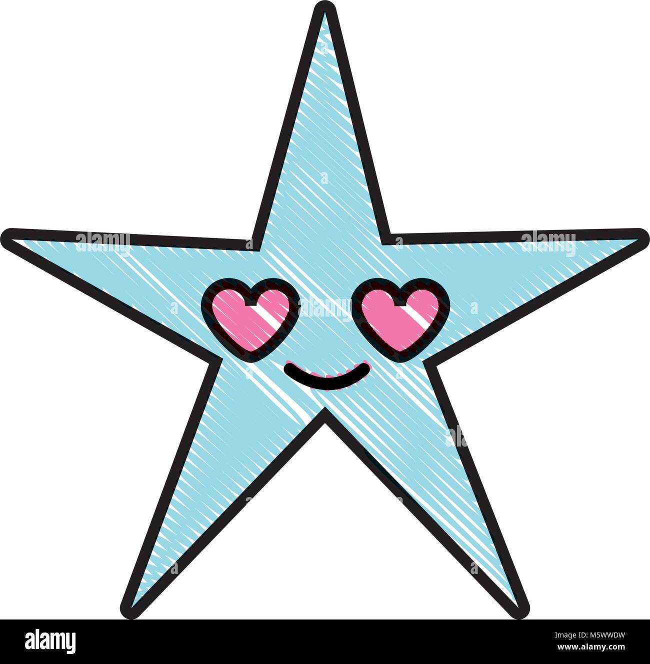 grated shiny star in love kawaii cartoon vector illustration Stock ...
