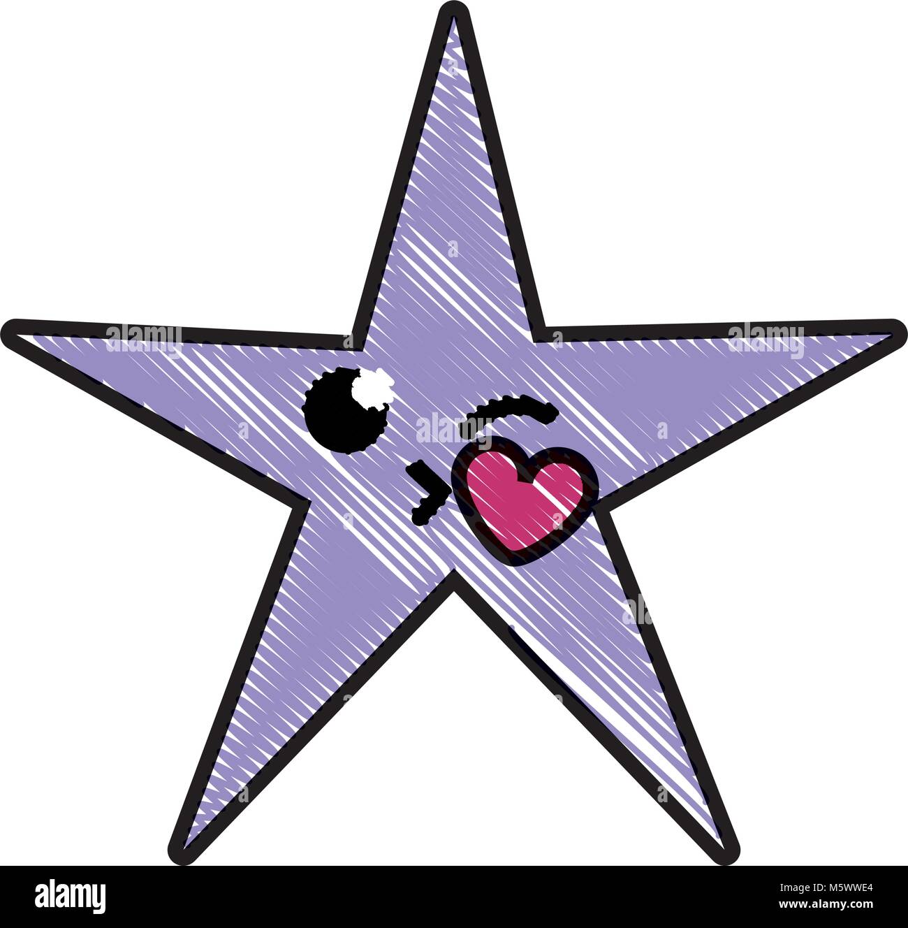 grated shiny star kiss kawaii cartoon vector illustration Stock Vector ...