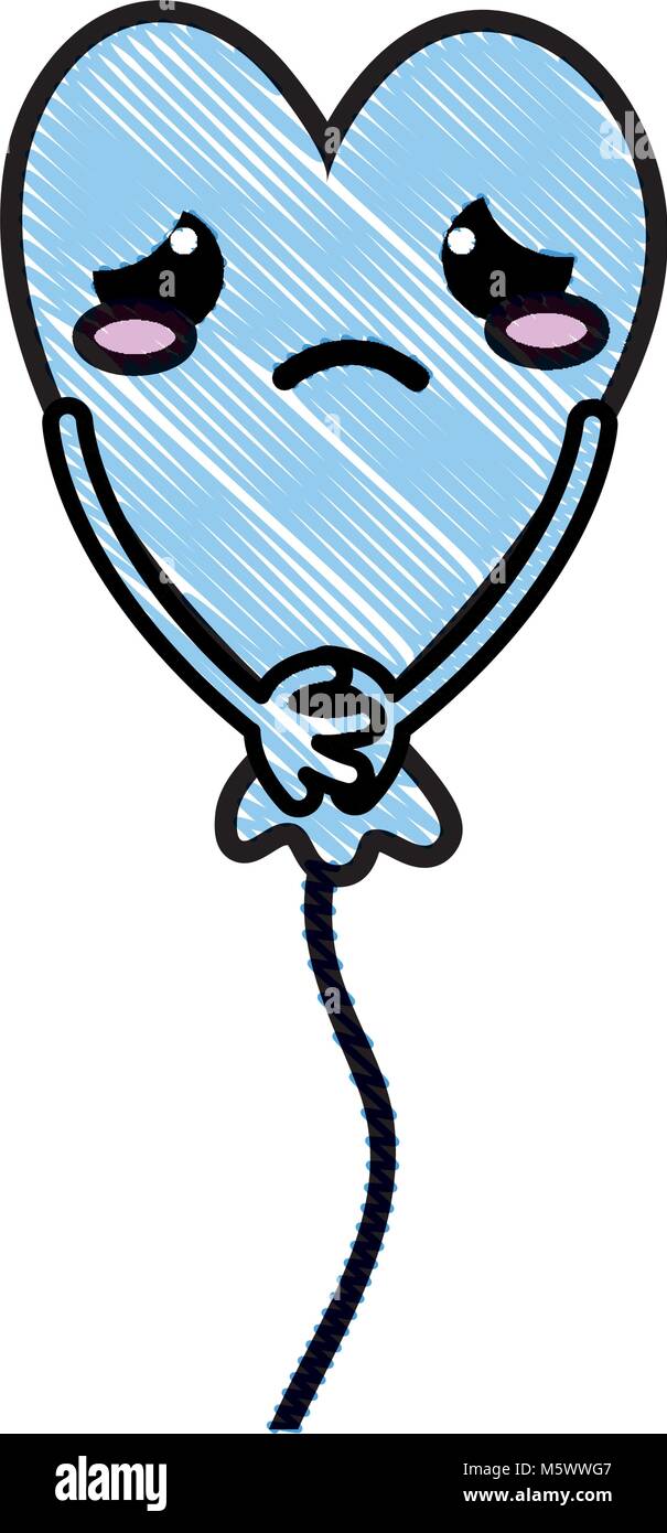 grated crying heart balloon kawaii with arms vector illustration Stock ...