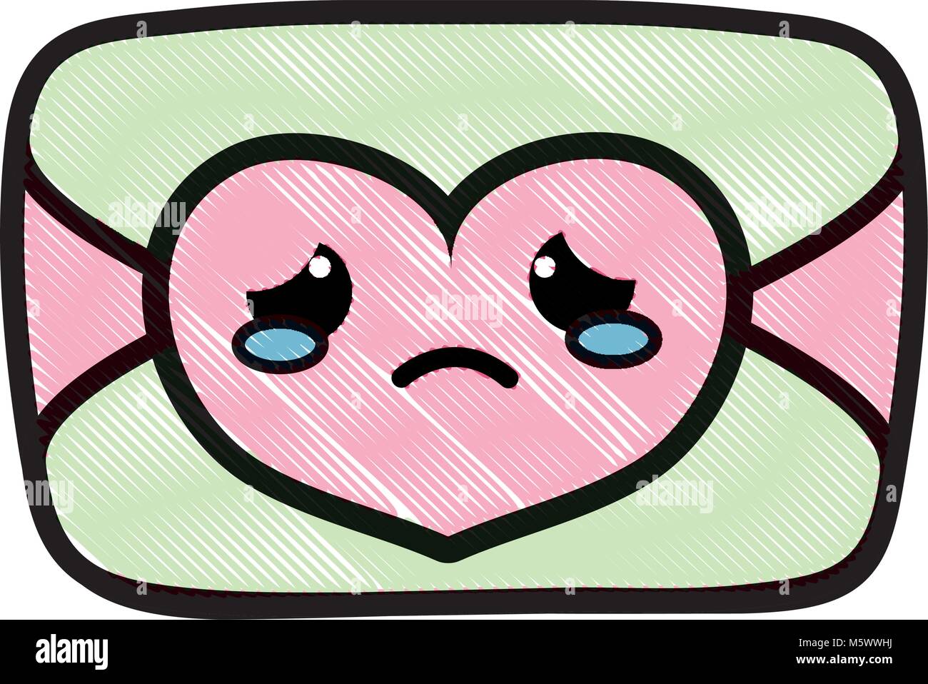 grated crying love card kawaii cartoon vector illustration Stock Vector ...