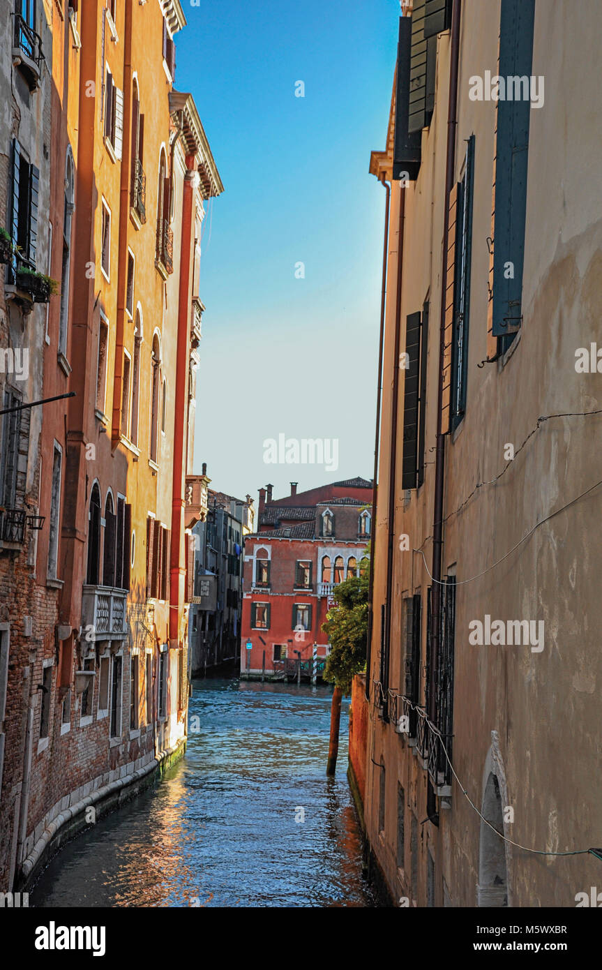 Panoramic view of buildings, bridge and boats in front of a canal at ...