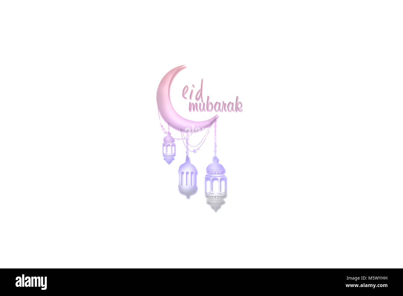Eid Mubarak with illuminated lamp on white background Stock Photo - Alamy