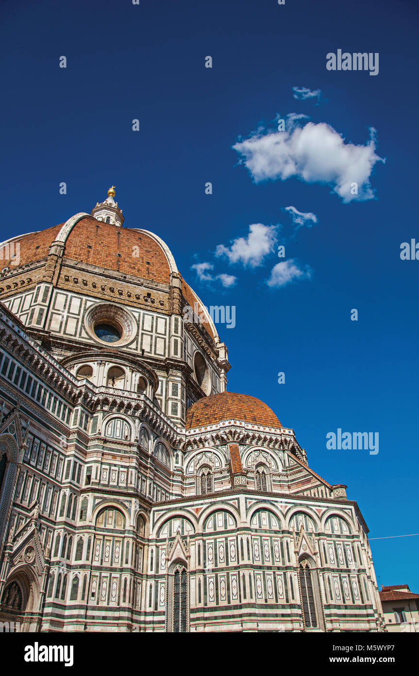 Close-up of the sculptural work on the dome of the Santa Maria del ...