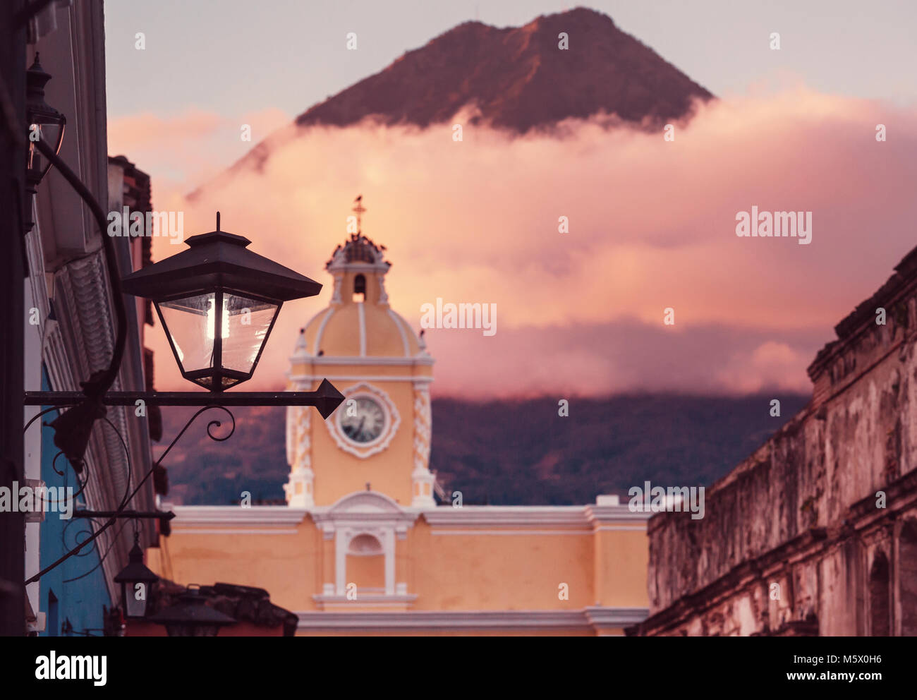 Colonial architecture in ancient Antigua Guatemala city, Central ...