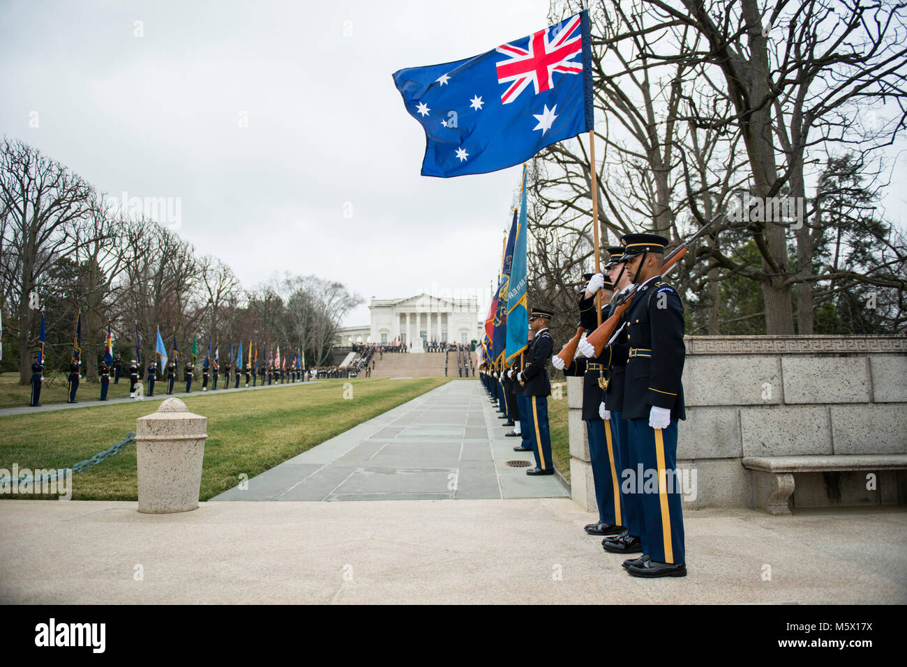 The U.S. Army Color Guard carry the Australian flag during an Armed ...