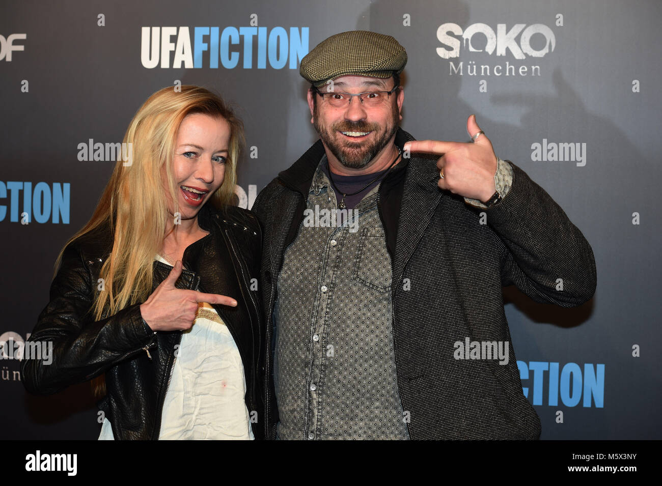24 February 2018, Germany, Munich: Actor Michel Guillaume and his wife ...