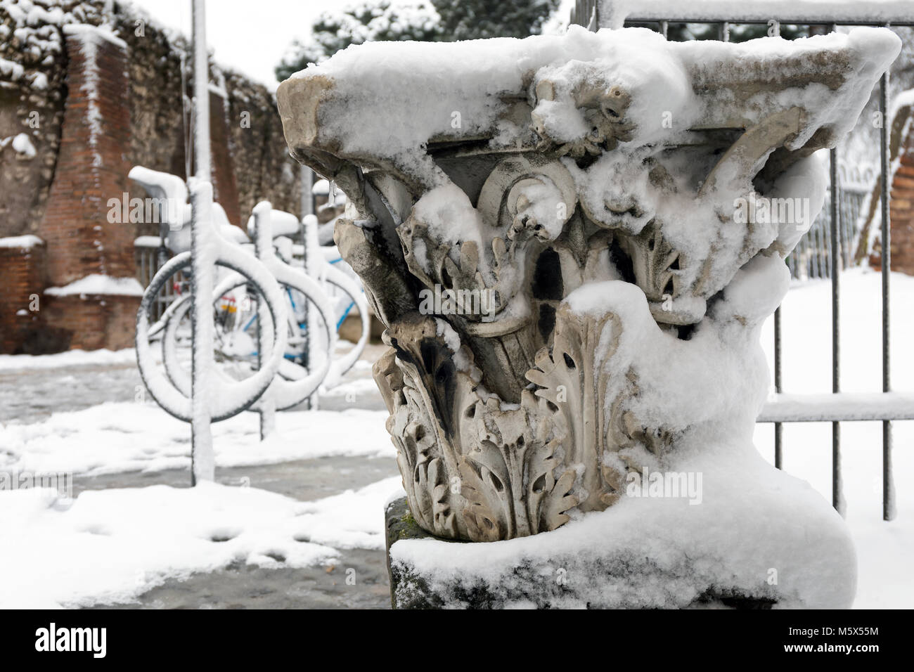 Rome, Italy. 26th Feb, 2018. An exceptional weather event causes a cold ...