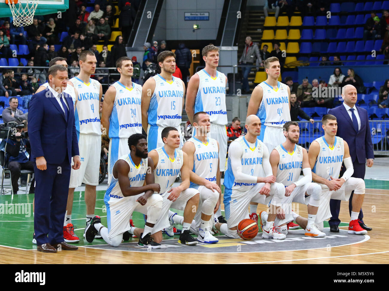 Kiev, Ukraine. 26th February 2018. National Team of Ukraine pose for a ...