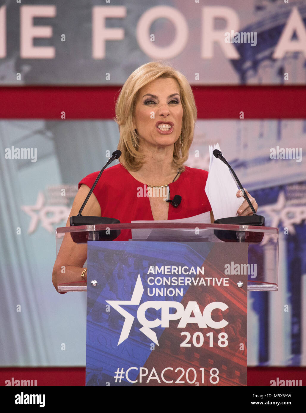 Conservative political commentator Laura Ingraham speaks at the 2018 ...