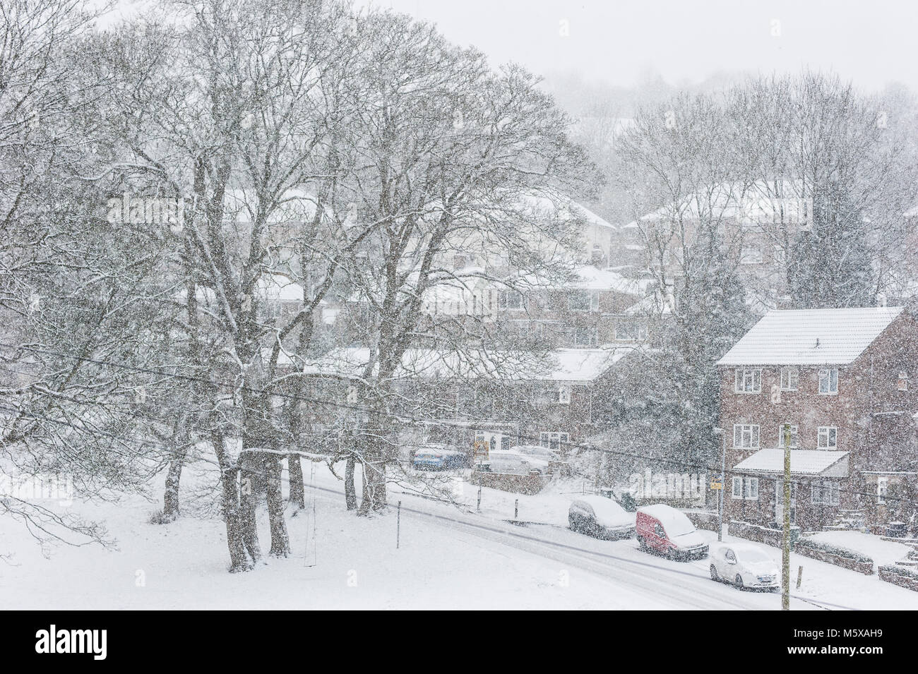 Brighton, East Sussex. 27th February 2018. UK weather. Heavy snowfall ...