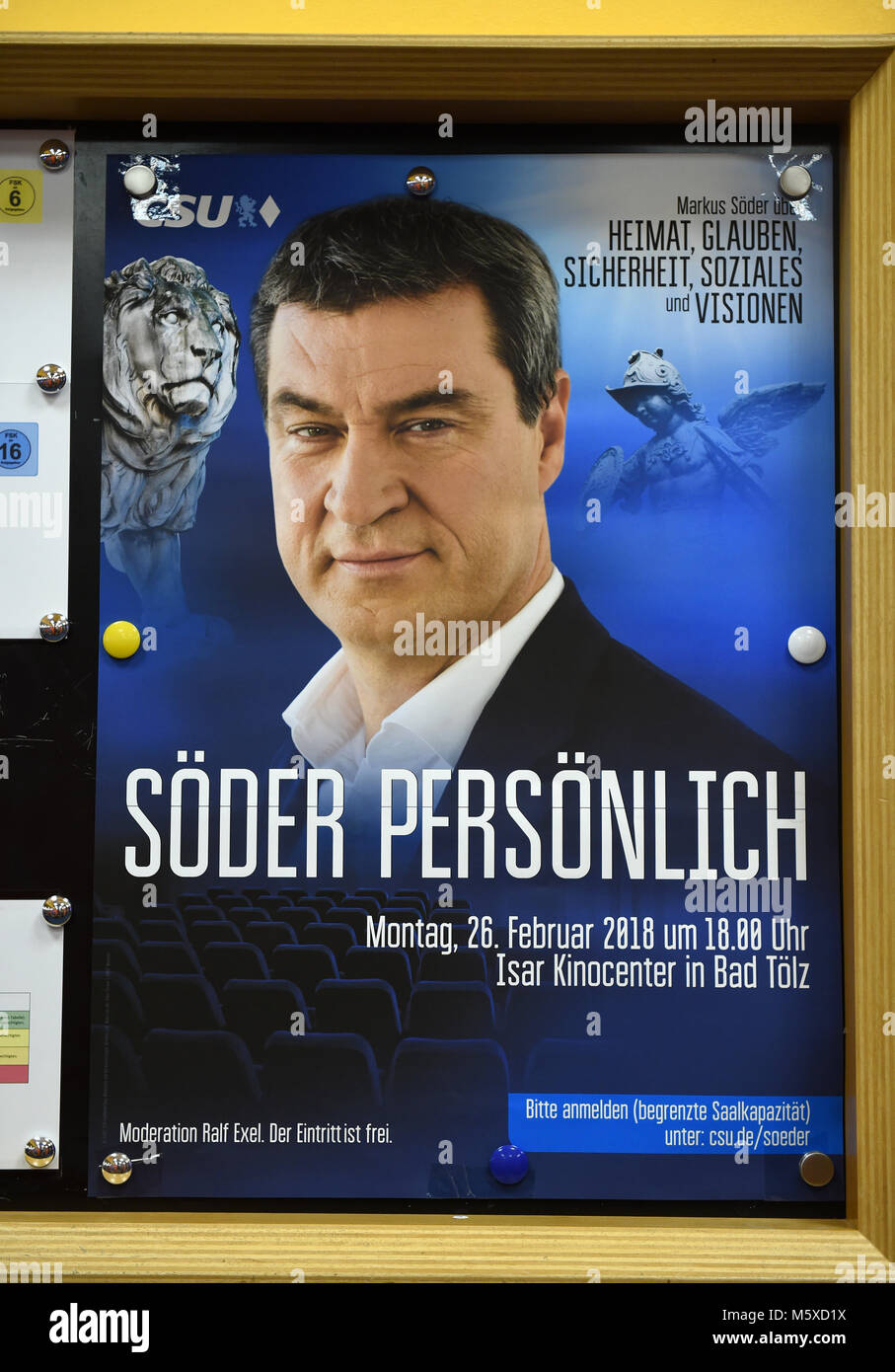 26 February 2018, Germany, Bad Toelz: A poster for the Christian Social ...