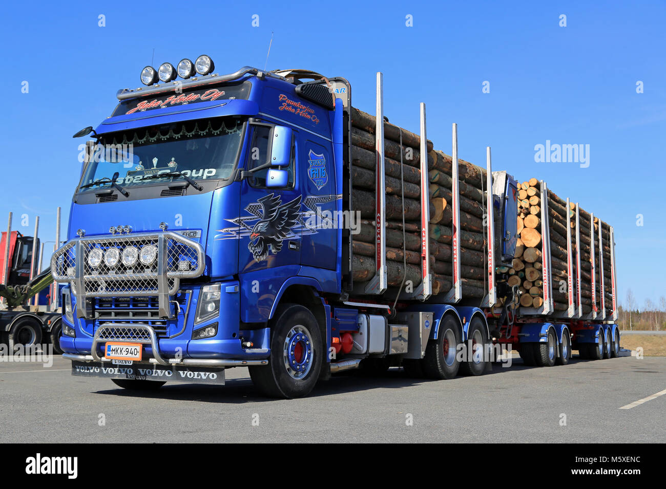 FORSSA, FINLAND - APRIL 11, 2015: Volvo FH16 700 logging truck on a ...