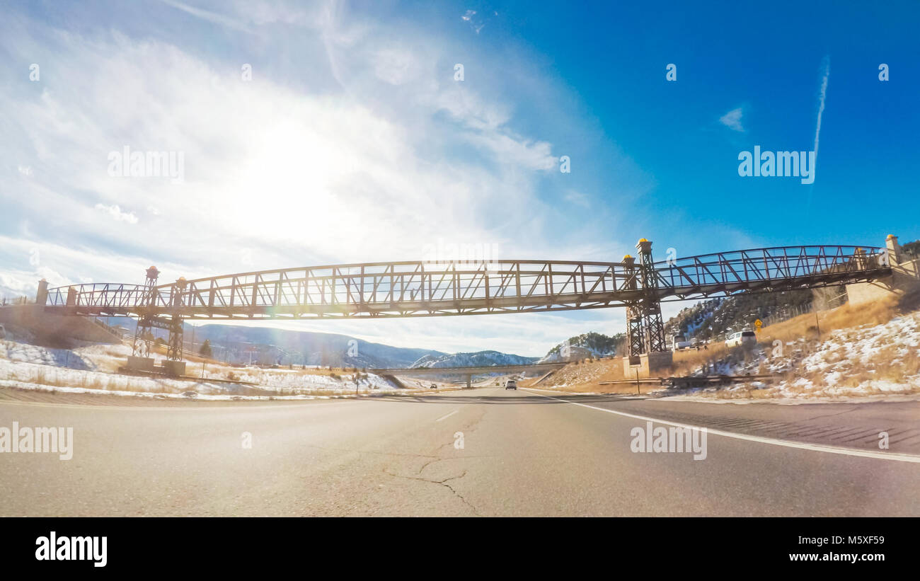 Driving through Mountain terrain in the Winter Stock Photo - Alamy