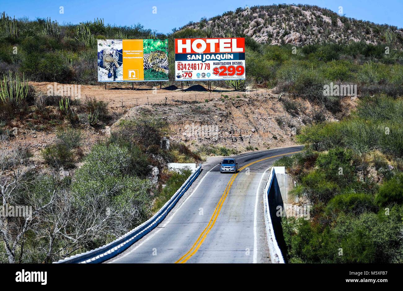 bridge and road that crosses the river. Entry and exit to the Moctezuma ...