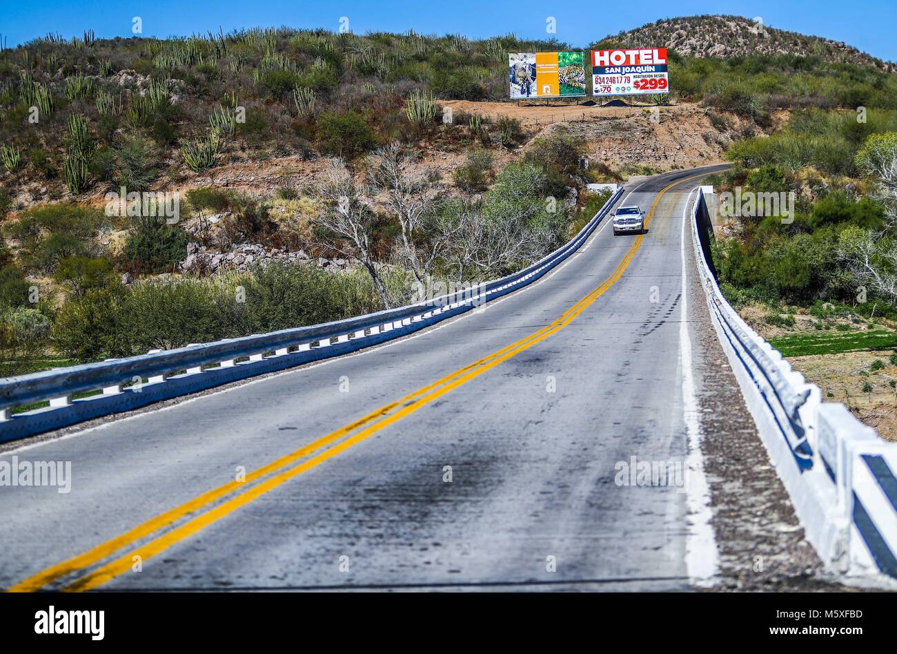 bridge and road that crosses the river. Entry and exit to the Moctezuma ...