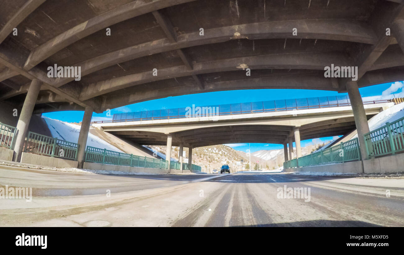 Driving through Mountain terrain in the Winter Stock Photo - Alamy