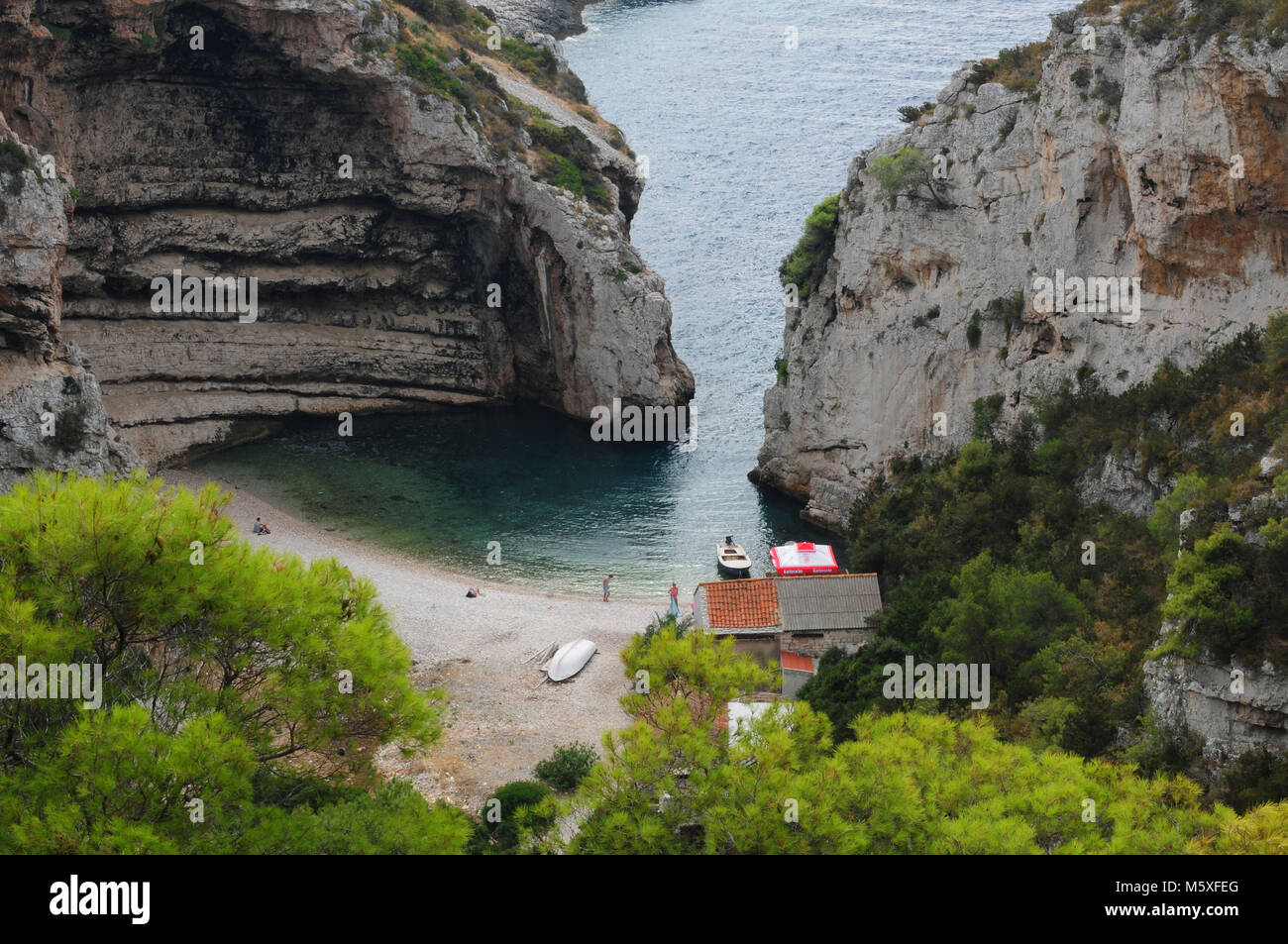 Croatia cove, beach and cliffs landscape Stock Photo - Alamy