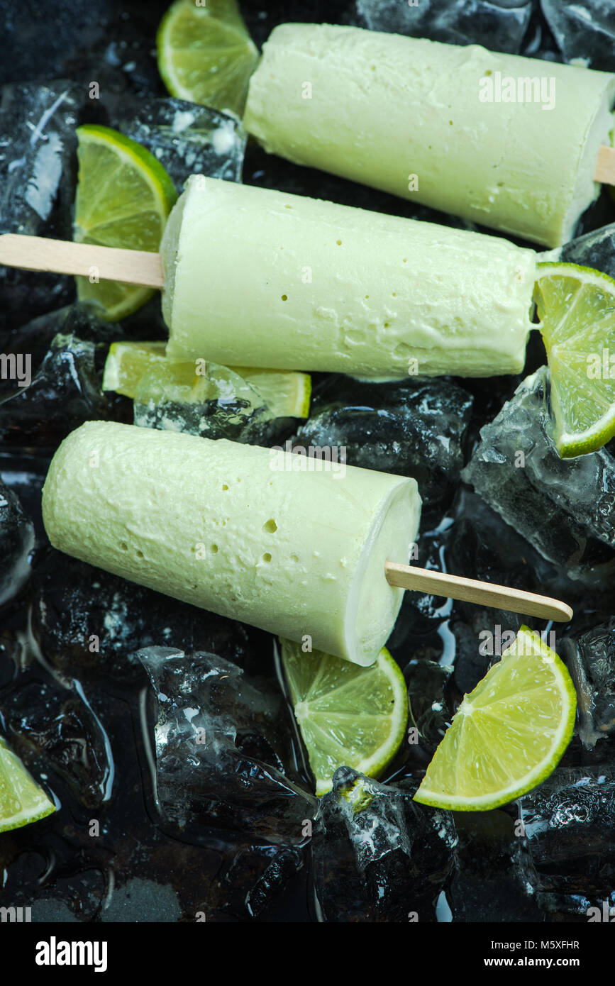 Green avocado popsicles ice cream Stock Photo - Alamy