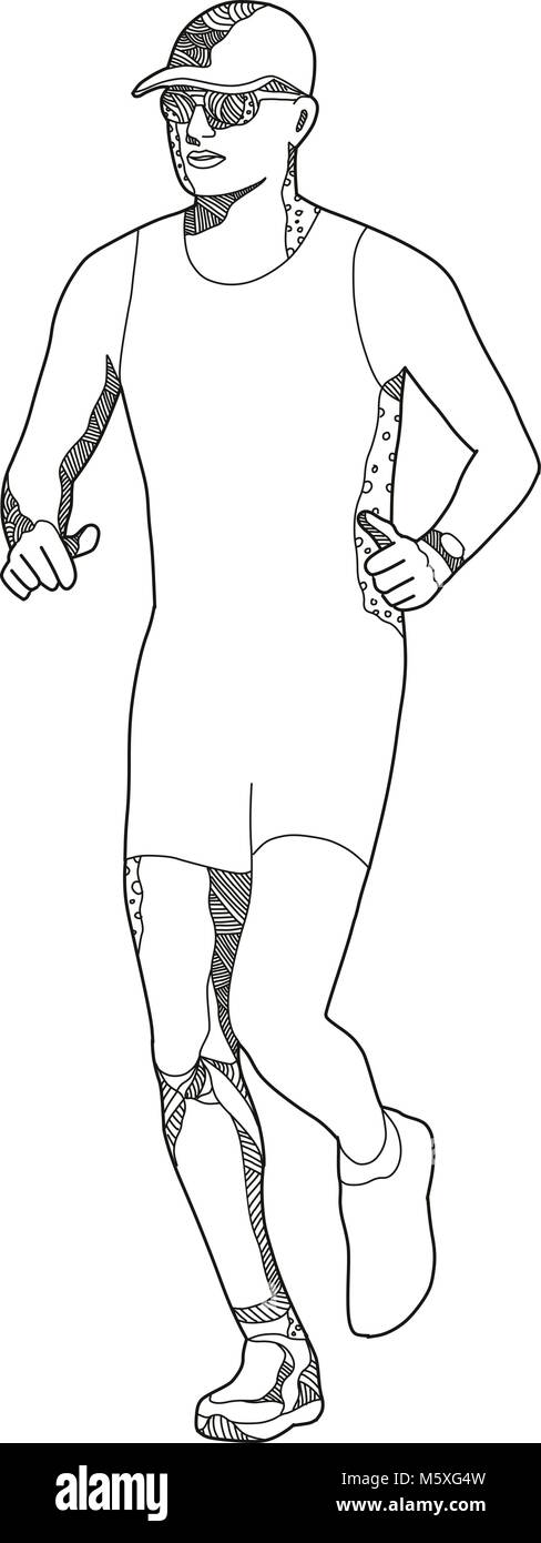 Doodle art illustration of a triathlete,marathon,duathlon, trail runner ...
