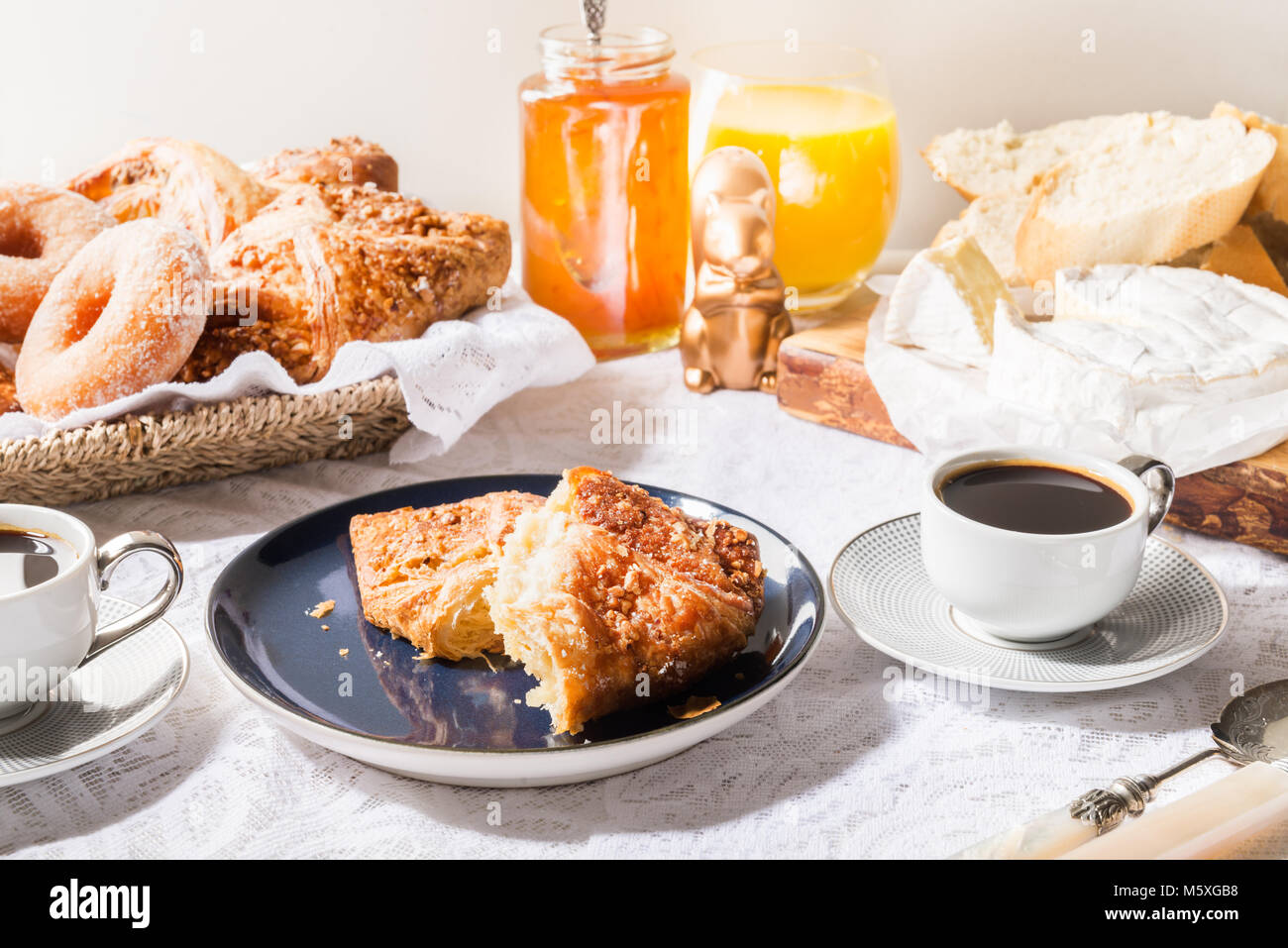 Breakfast with different French Pastries, such as Almond Croissants ...