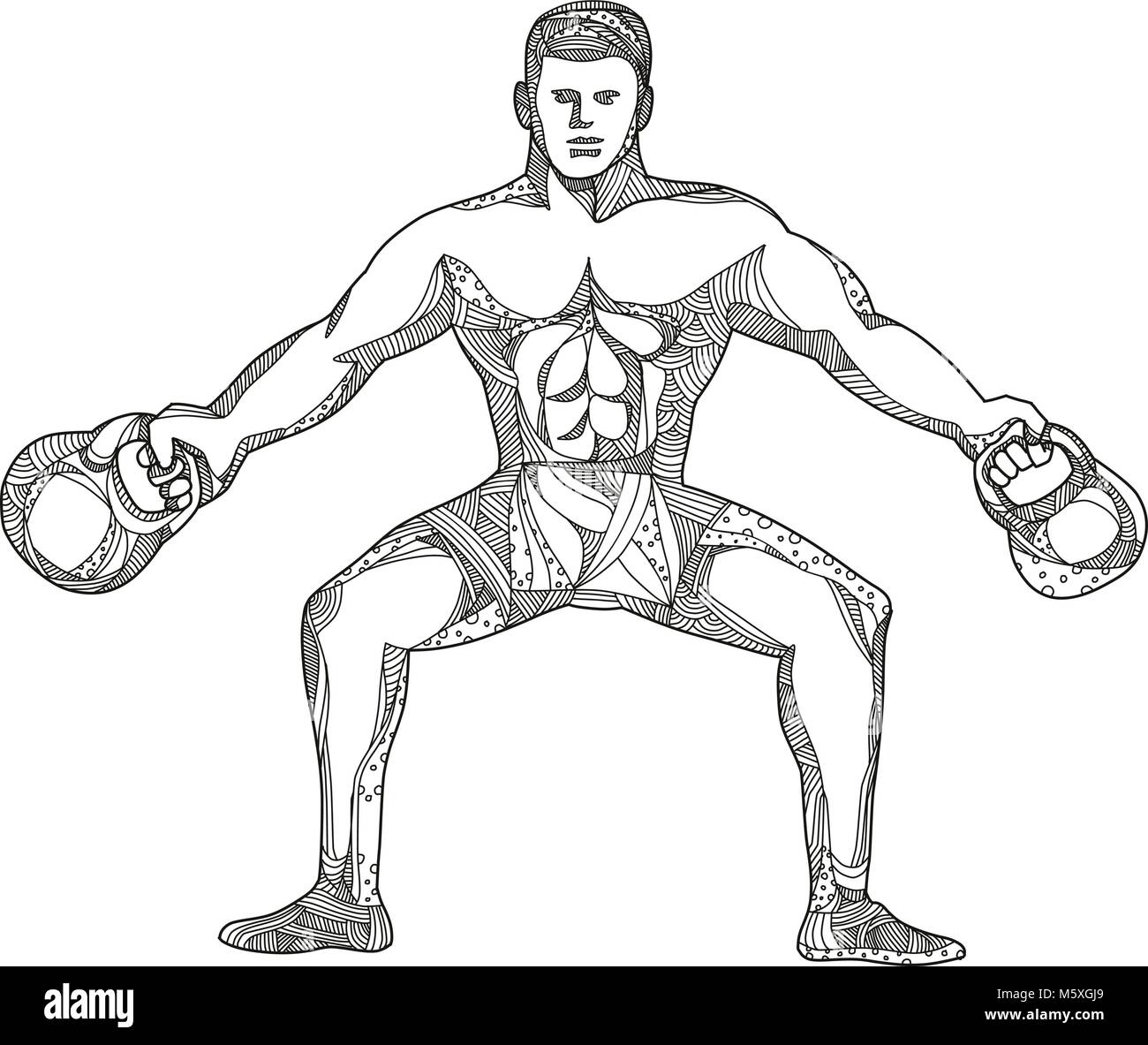 Doodle art illustration of a fitness athlete, strongman or personal ...