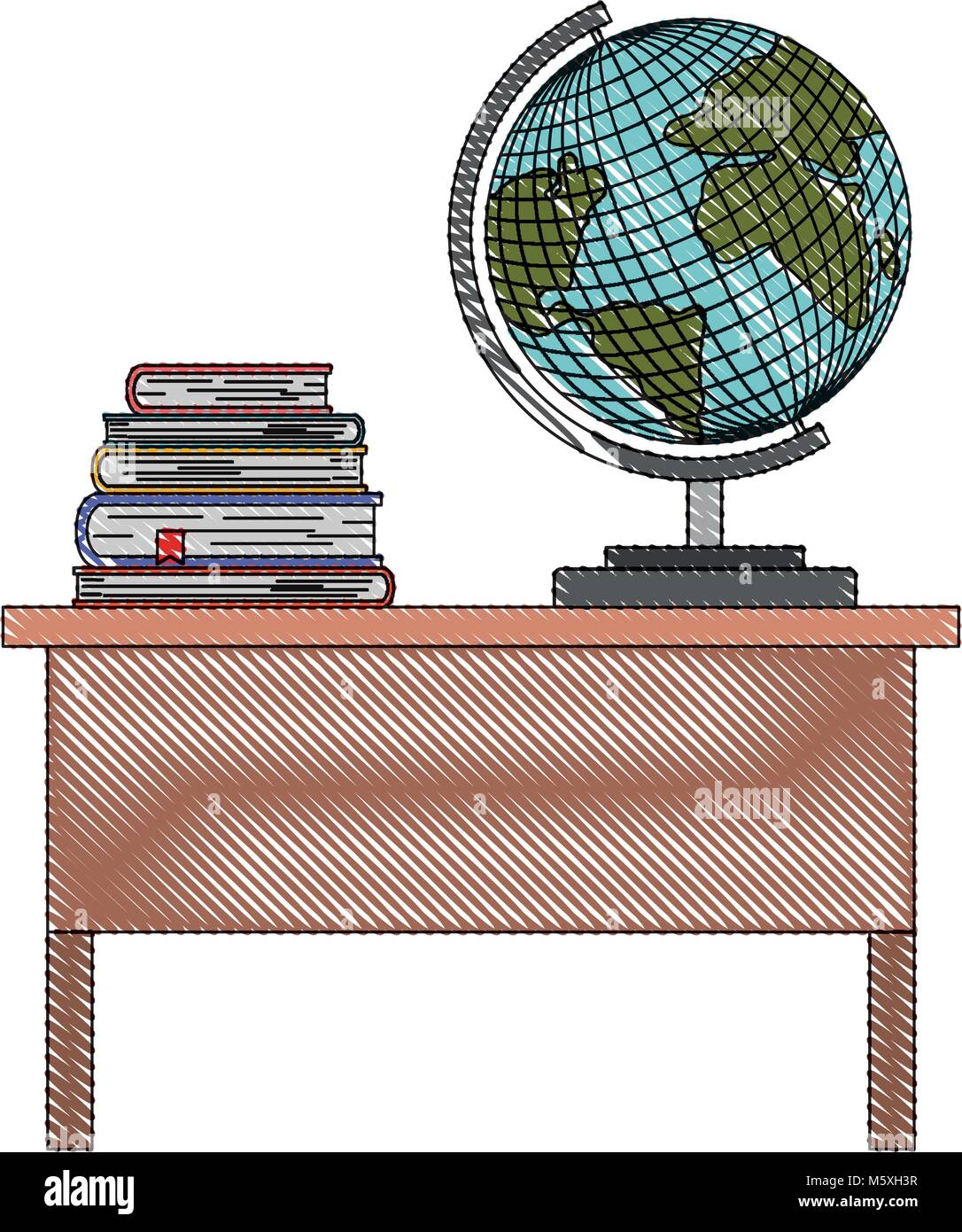 teacher desk with books and world planet Stock Vector Image & Art - Alamy