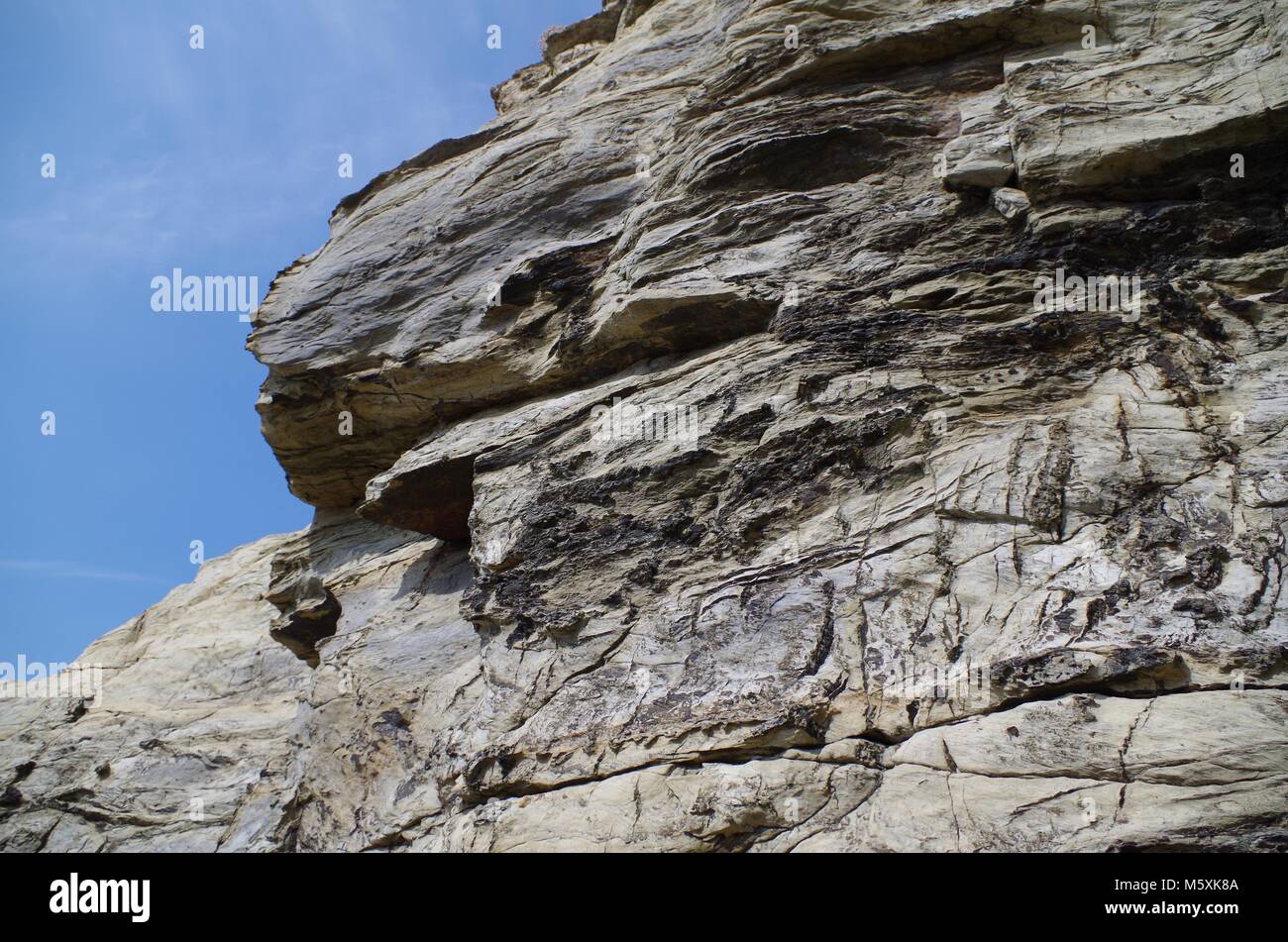 Slate Cliffs of the North Cornwall Coast at Holywell Bay. Geological ...