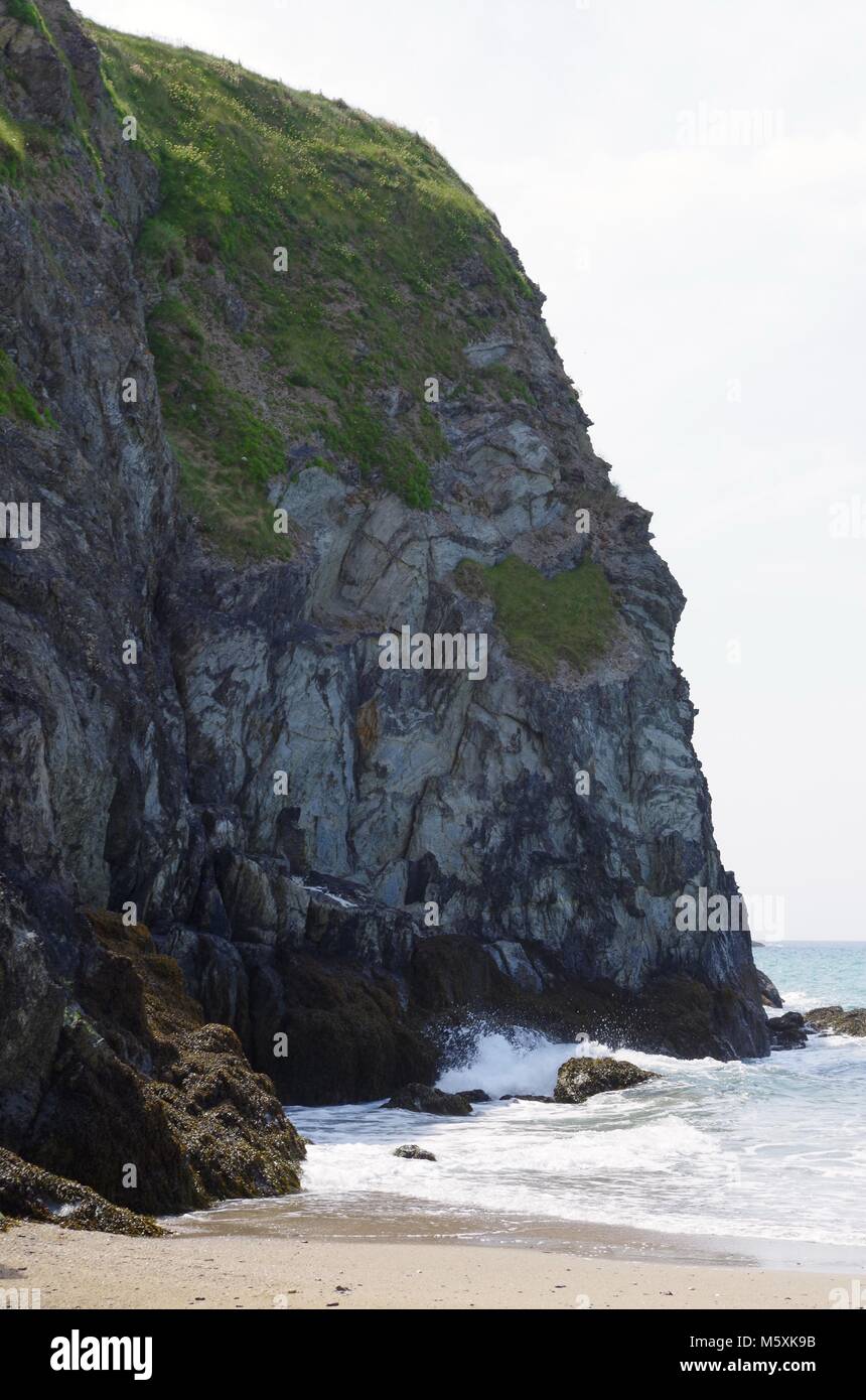 Slate Cliffs of the North Cornwall Coast at Holywell Bay. Geological ...